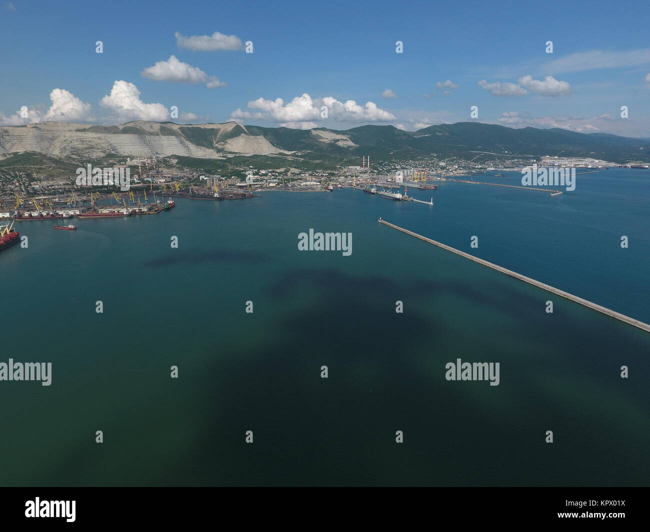Top view of the bay Tsemess. Mol - building to stop the waves Stock ...