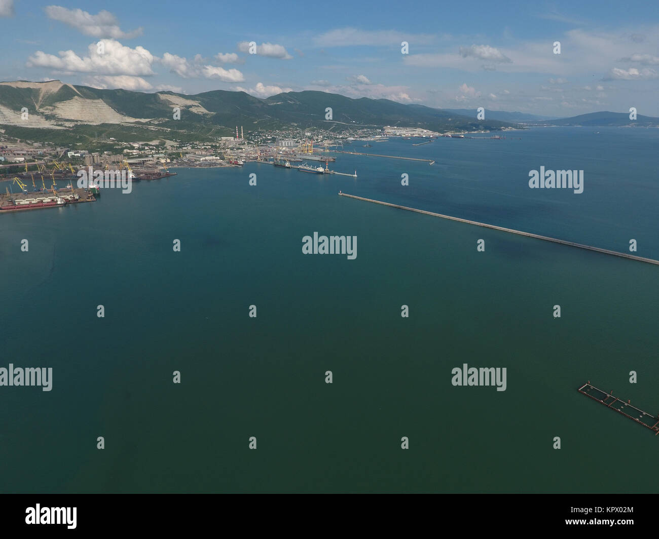 Top view of the bay Tsemess. Mol - building to stop the waves Stock ...