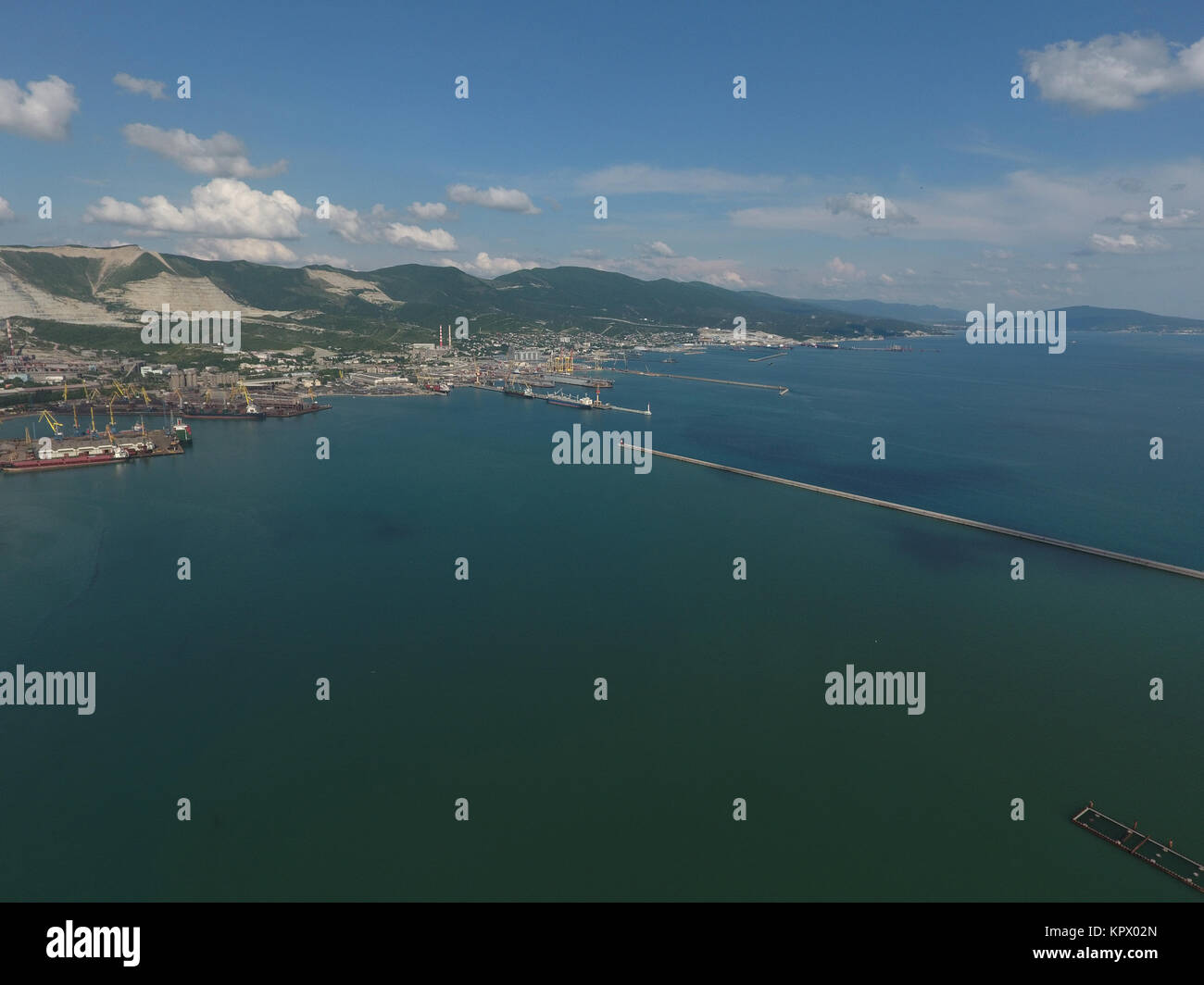 Top view of the bay Tsemess. Mol - building to stop the waves Stock ...