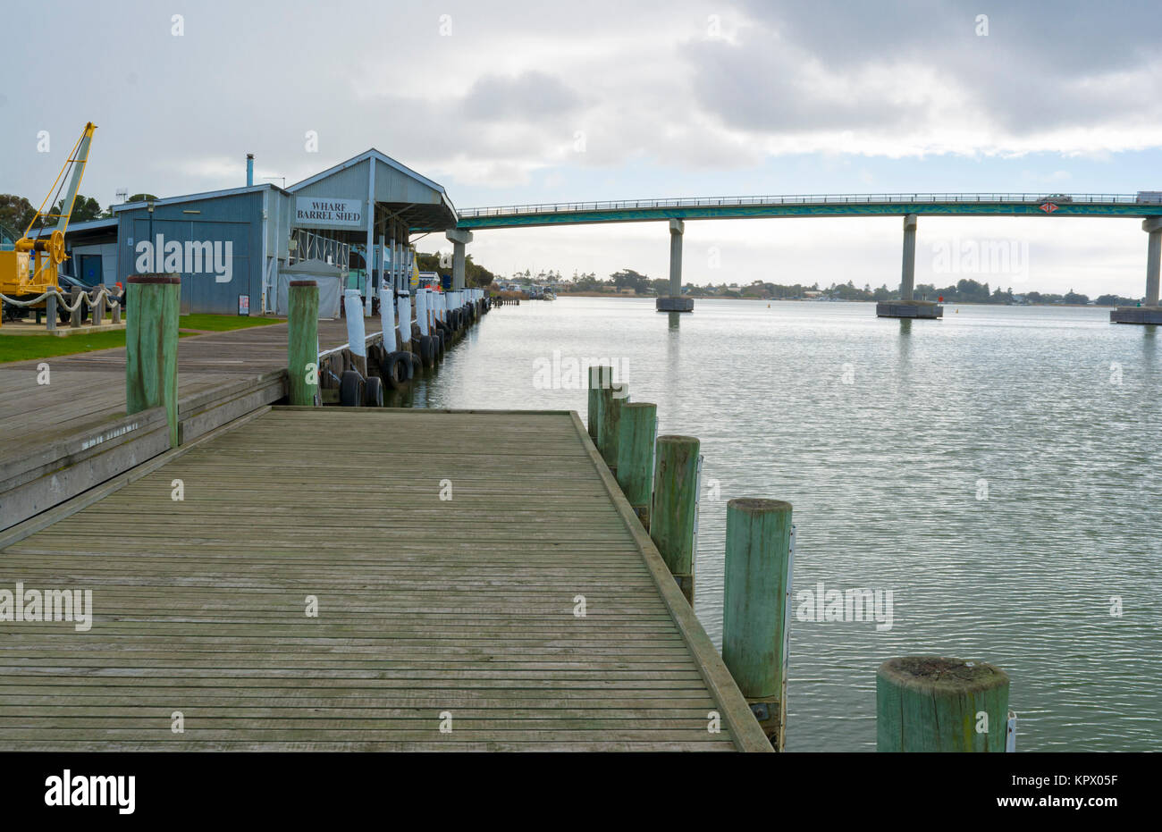 Goolwa wharf and the bridge that takes you to Hindmarsh Island, South ...