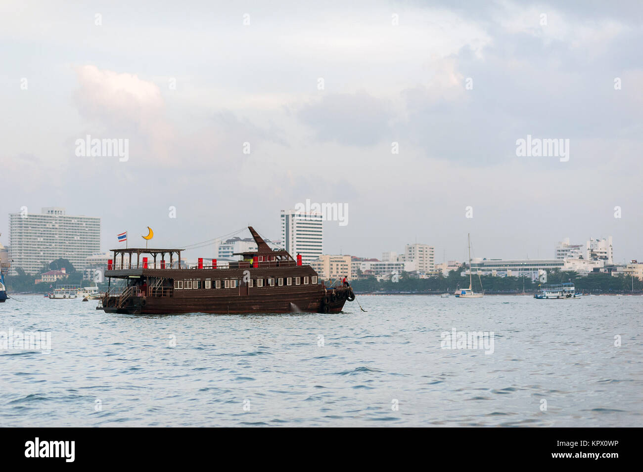 Chonburi, Thailand Ship is a floating seafood restaurant near the ...