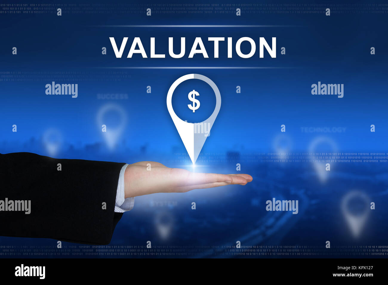 financial valuation button on blurred background Stock Photo - Alamy