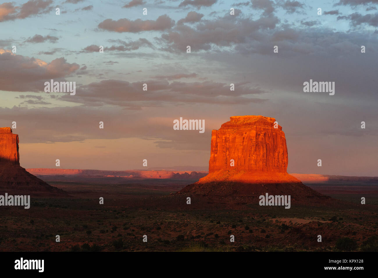 Classic rock formations known as Buttes in Monument Valley in Arizona ...