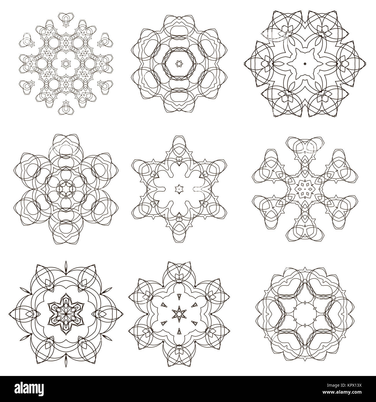 Round Geometric Ornaments Set Stock Photo - Alamy