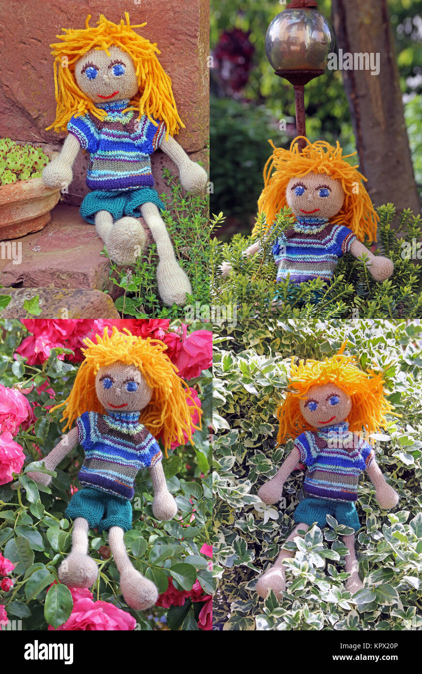 handmade dolls in the garden (girls Stock Photo - Alamy