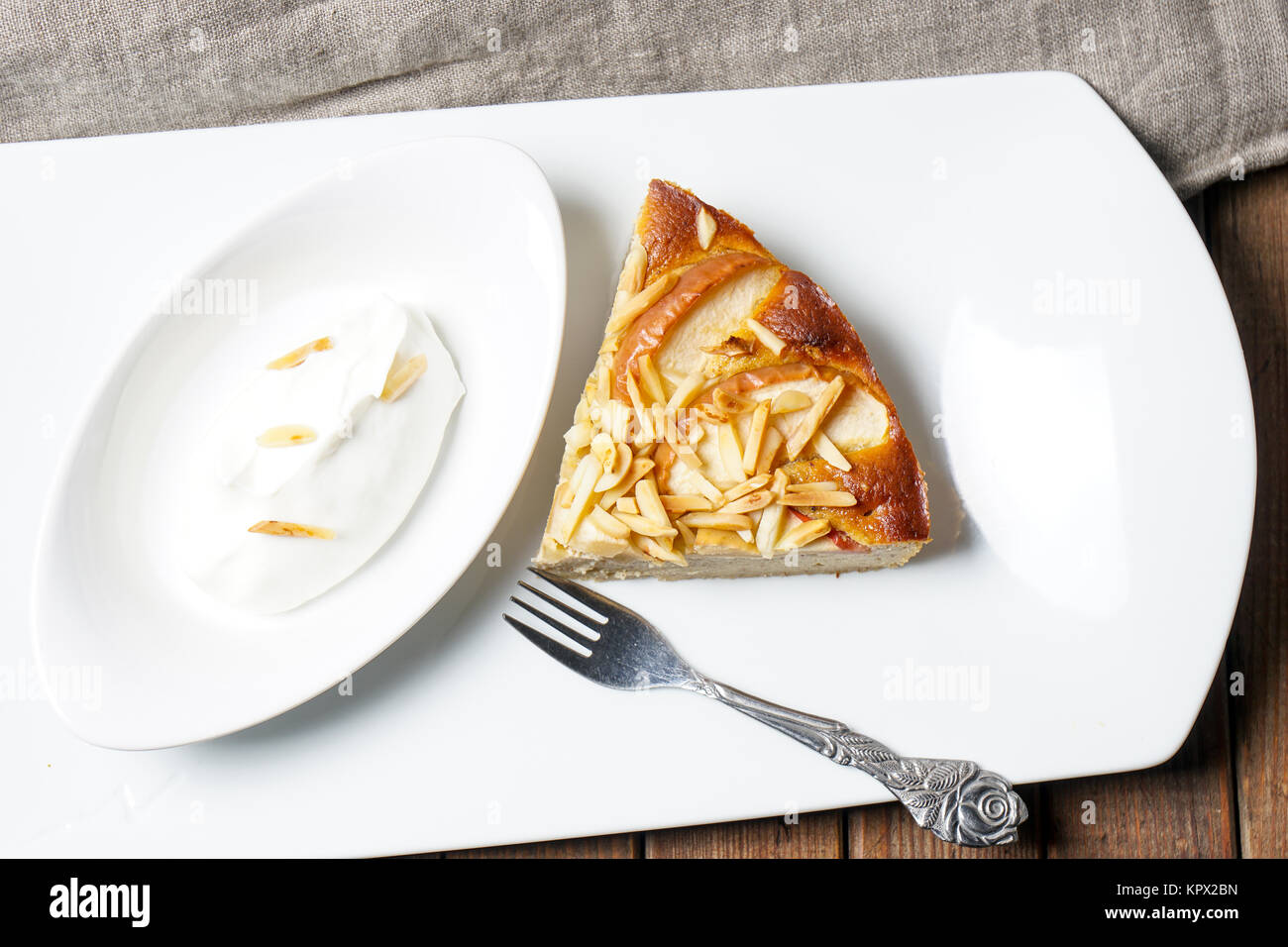 Apple pie with almonds Stock Photo - Alamy