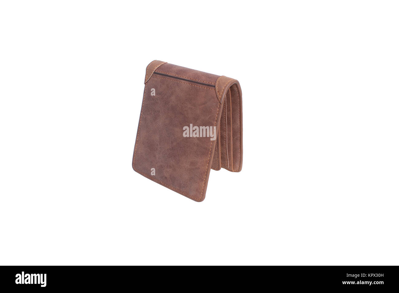 brown wallet of leather skin on isolated Stock Photo - Alamy