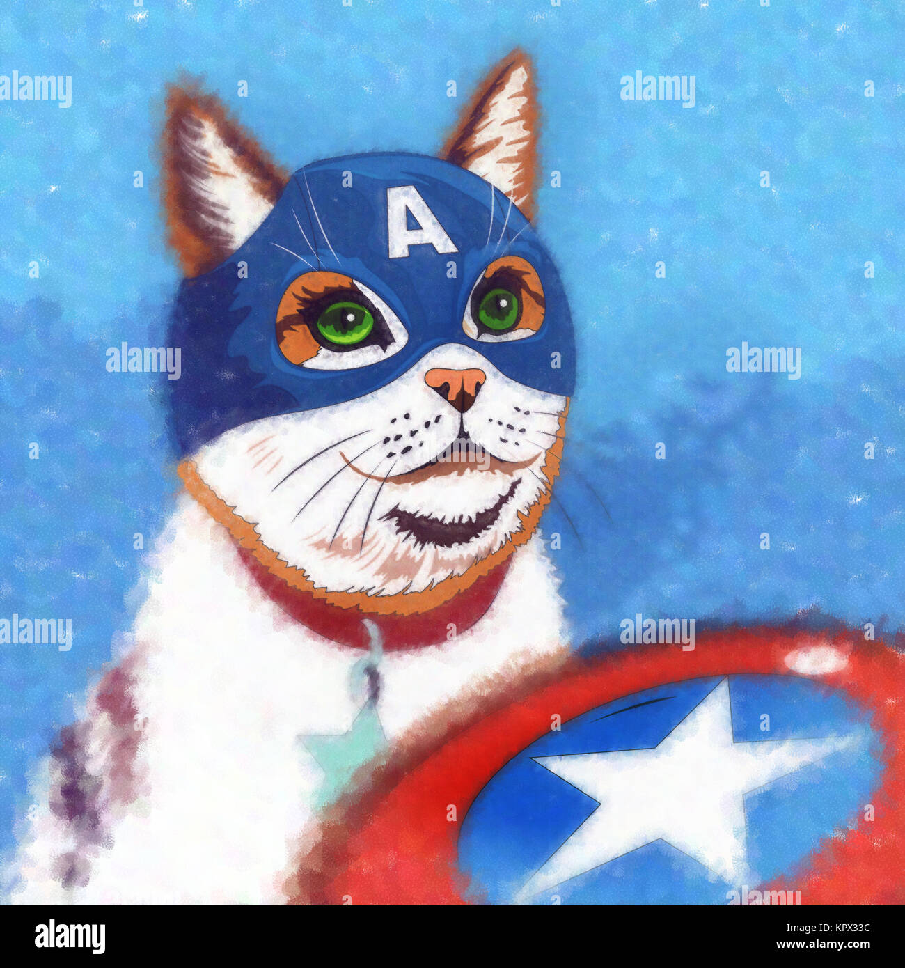 Cats superheroes. Captain America Stock Photo - Alamy