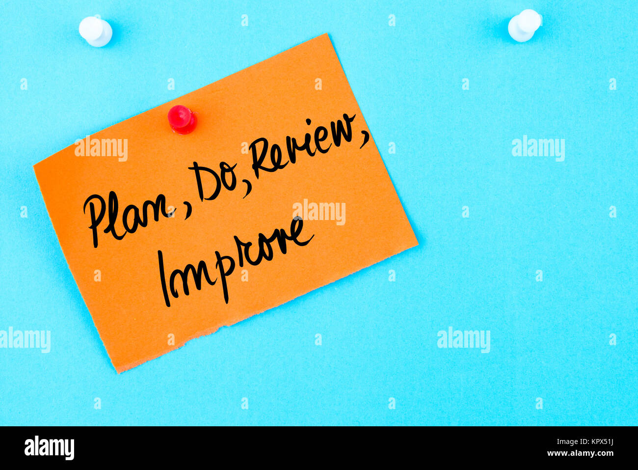 Plan, Do, Review, Improve written on orange paper note Stock Photo - Alamy