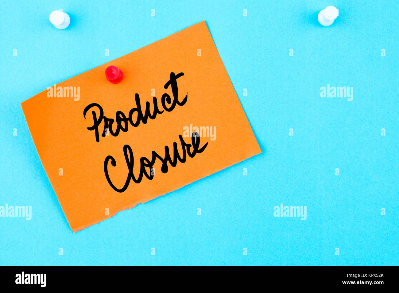 Product Closure written on orange paper note Stock Photo - Alamy