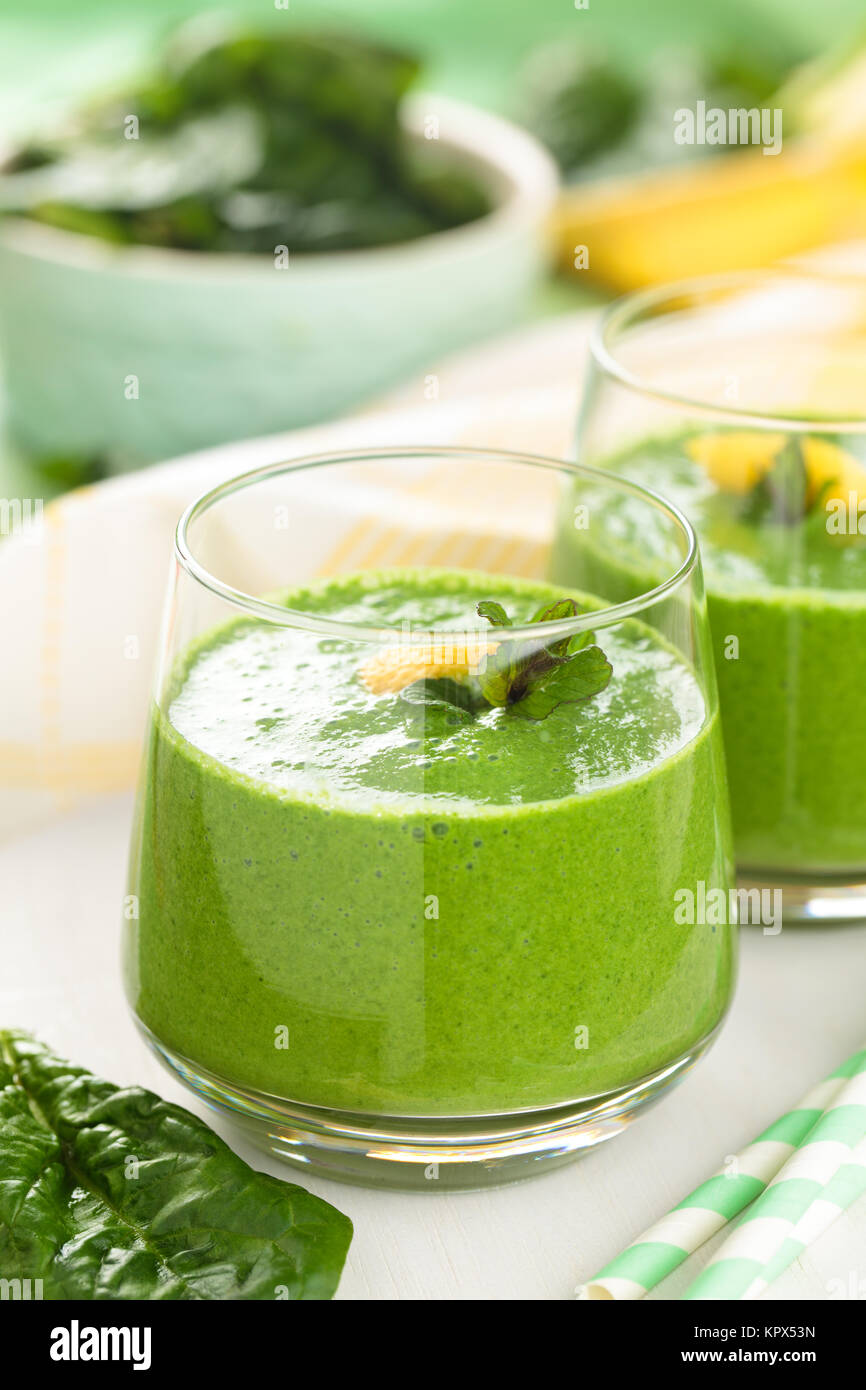 Green milkshake with mint Stock Photo - Alamy