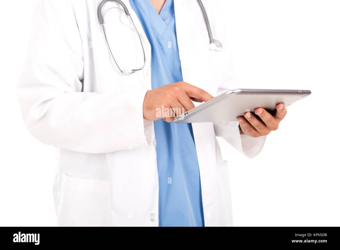 Doctor with tablet Stock Photo - Alamy