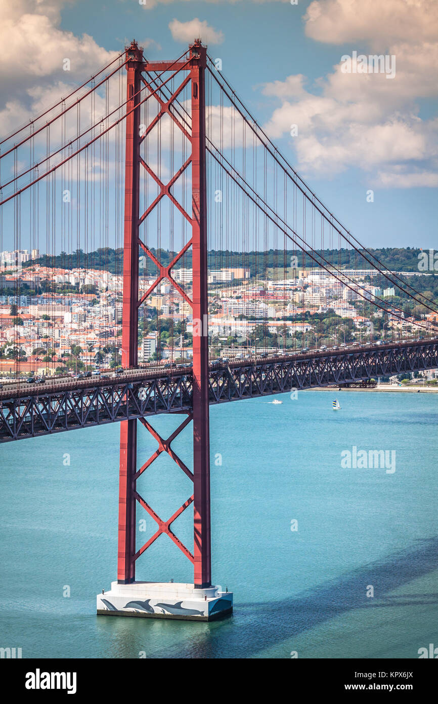 the 25 de abril bridge is a bridge connecting the city of lisbon to the ...