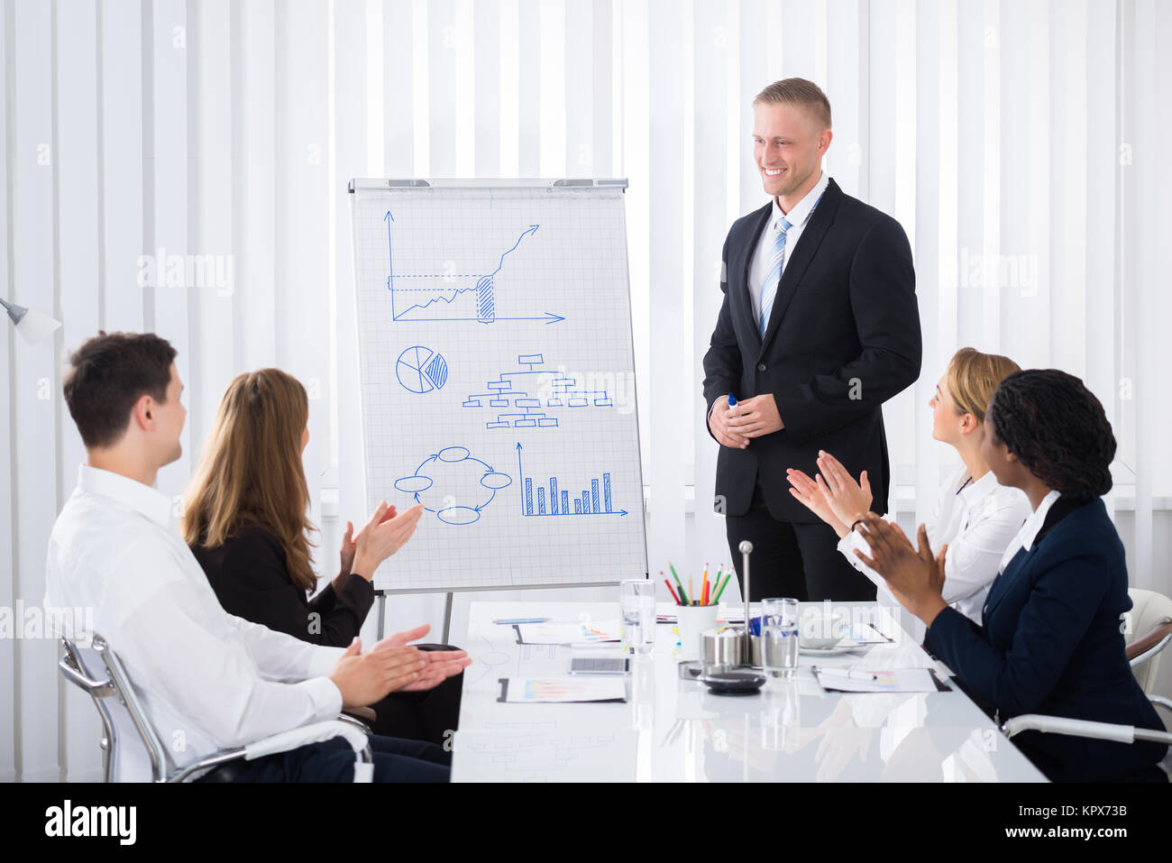 Businesspeople Clapping After Presentation Stock Photo - Alamy