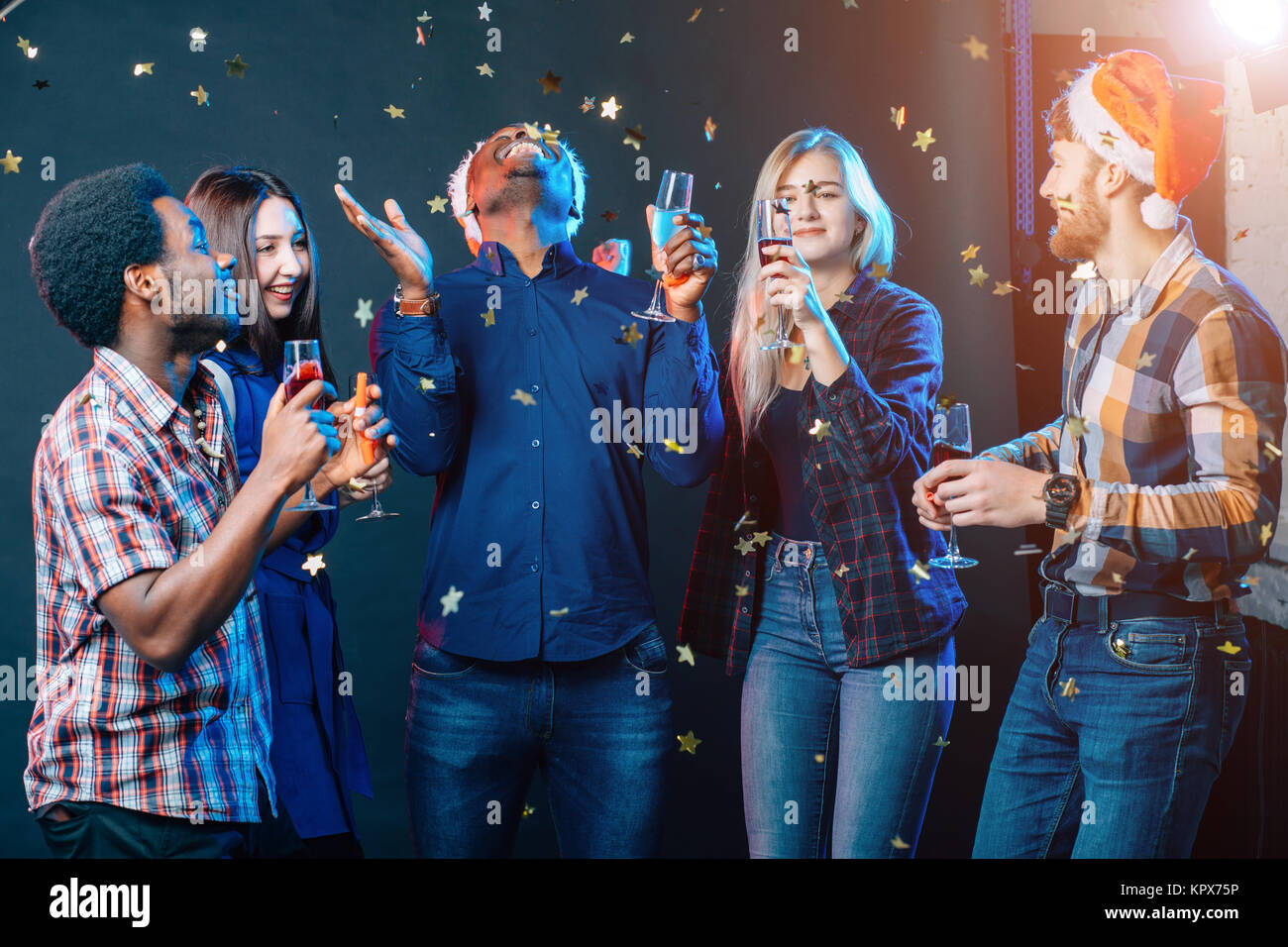 Celebrating New Year together Stock Photo - Alamy