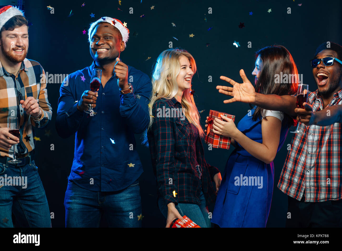 Celebrating New Year together Stock Photo - Alamy