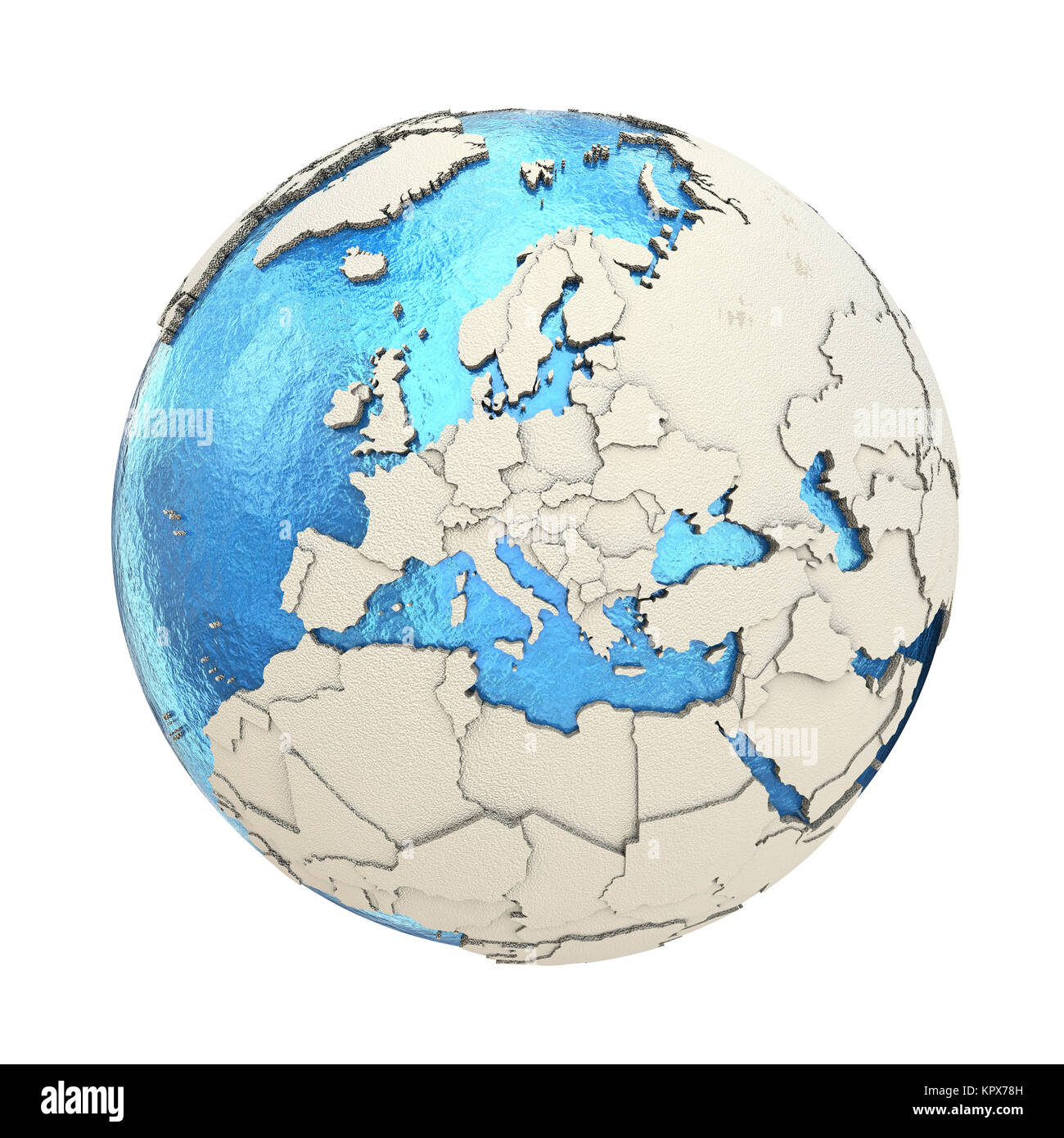 Europe on model of planet Earth Stock Photo - Alamy