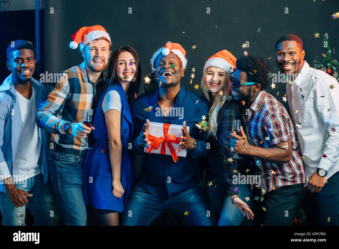 people having fun at Christmas party Stock Photo - Alamy