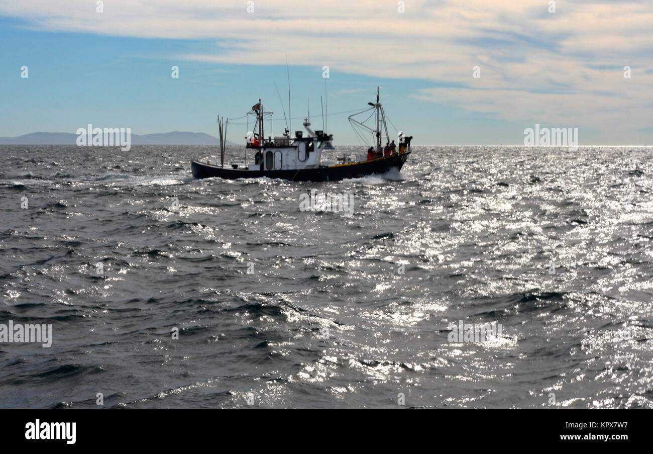 Fishing ship in action Stock Photo - Alamy