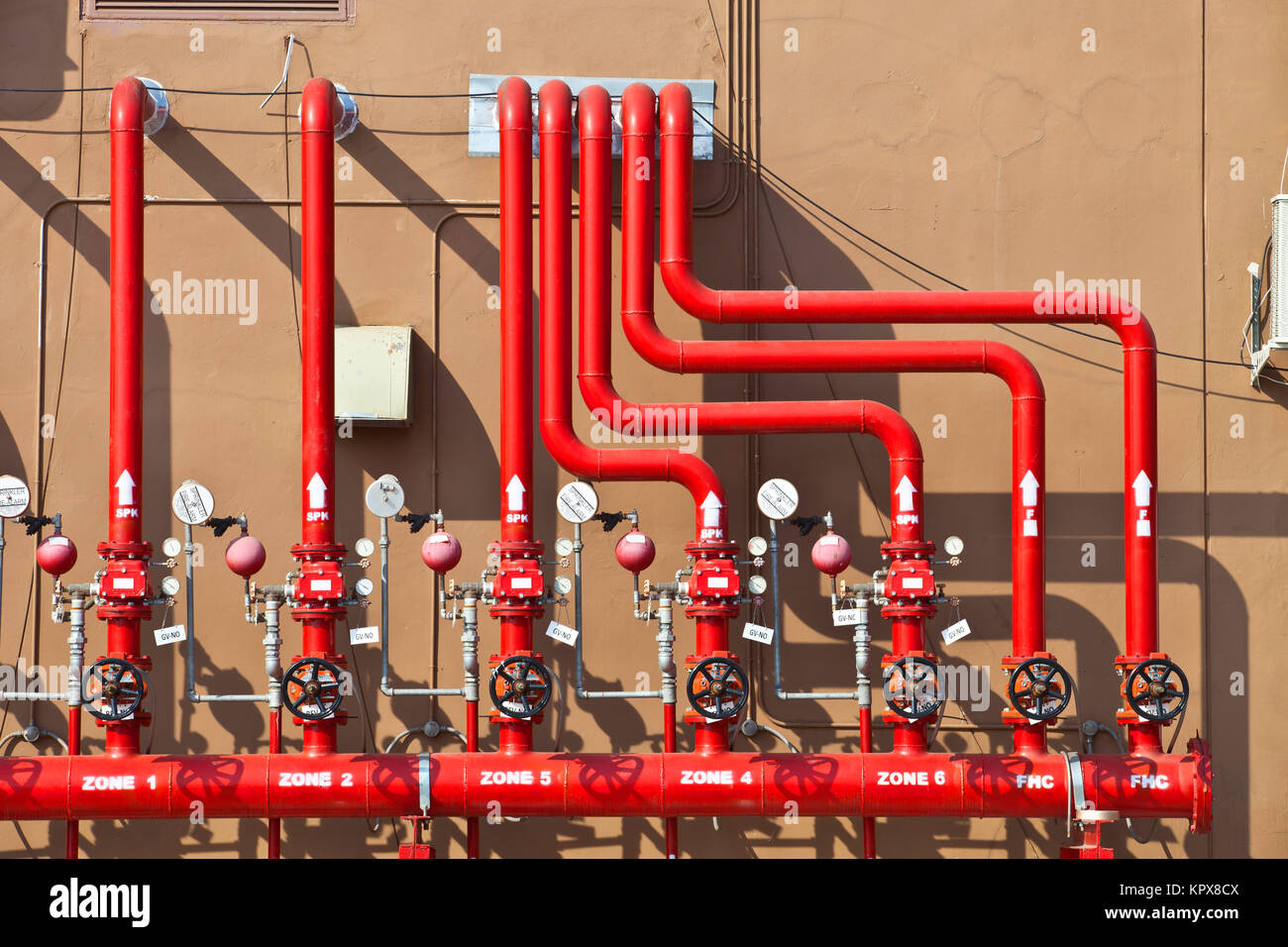 pipe, red pipe, splinkler alarm system, red water pipe, fir alarm ...