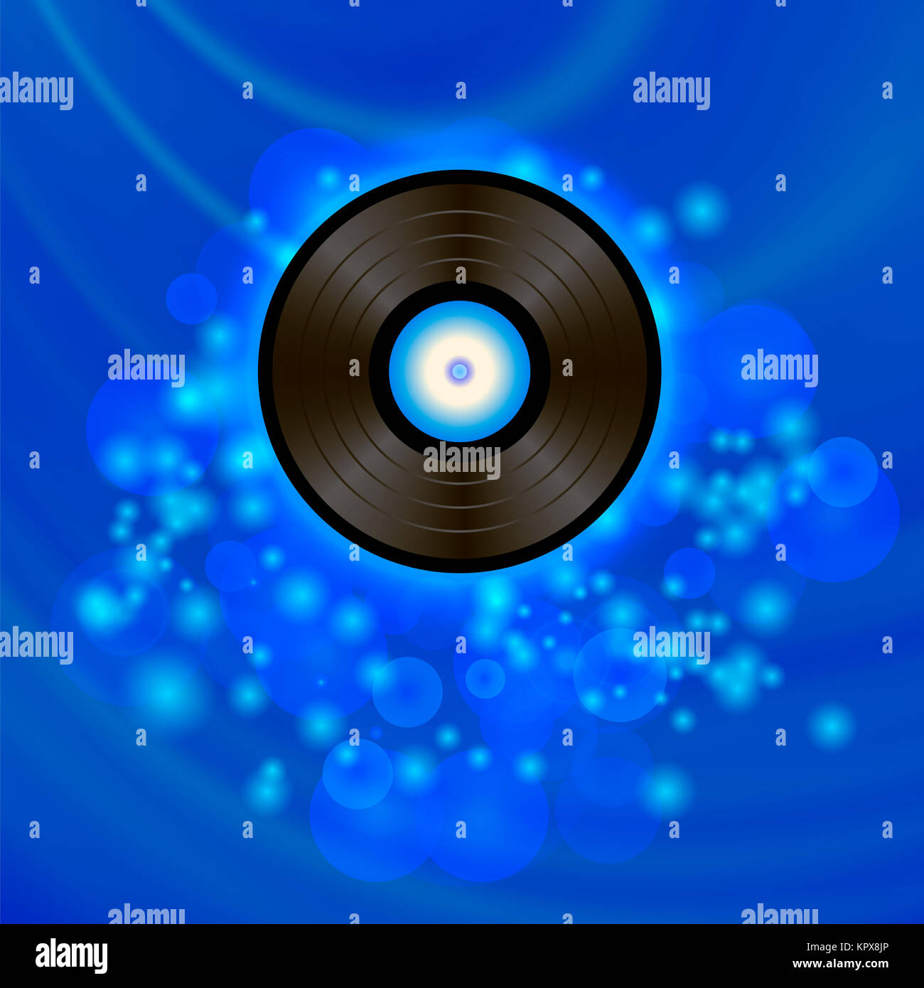 Retro Vinyl Disc on Blue Background Stock Photo - Alamy