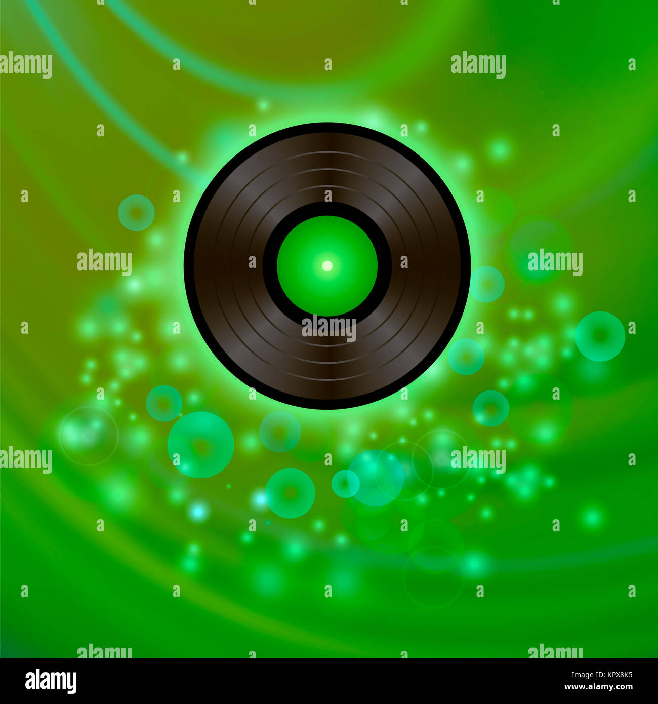 Retro Vinyl Disc on Green Background Stock Photo - Alamy