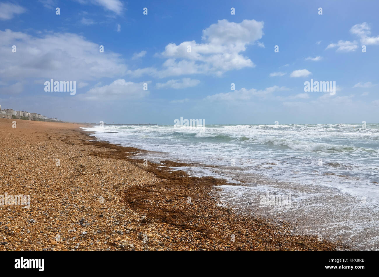 Pebble beach in Brighton on a windy day, United Kingdom Stock Photo - Alamy