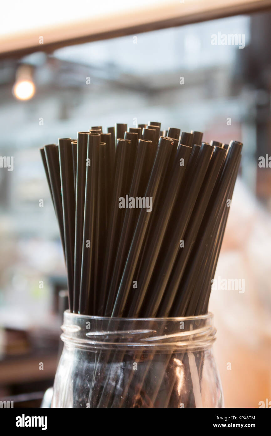 Brown straw in coffee shop Stock Photo - Alamy
