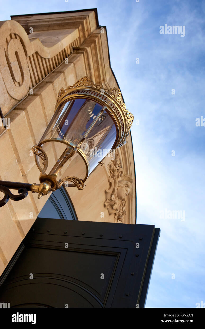 Street lamp and open door Stock Photo - Alamy