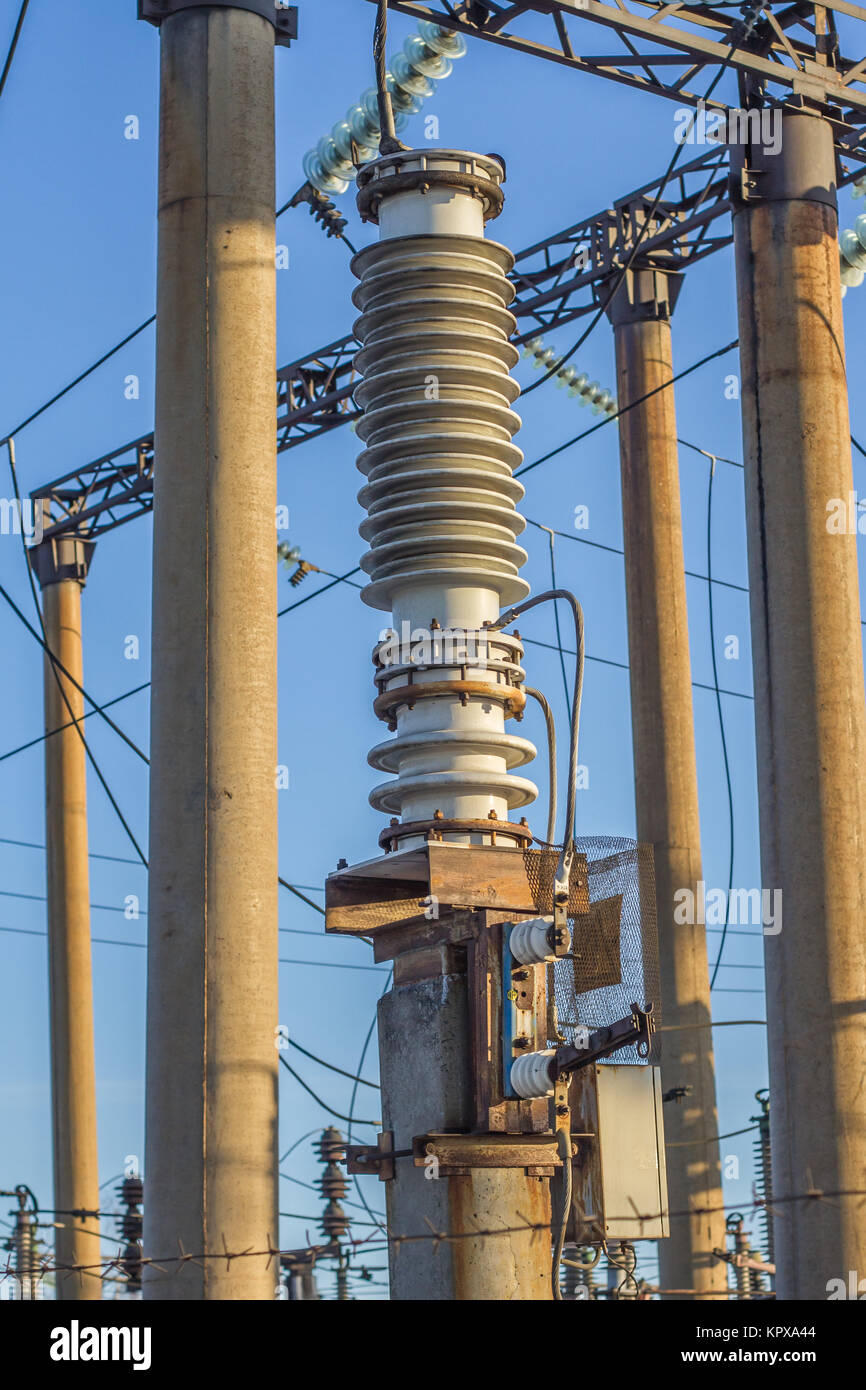 electric insulator on the background of blue sky Stock Photo - Alamy