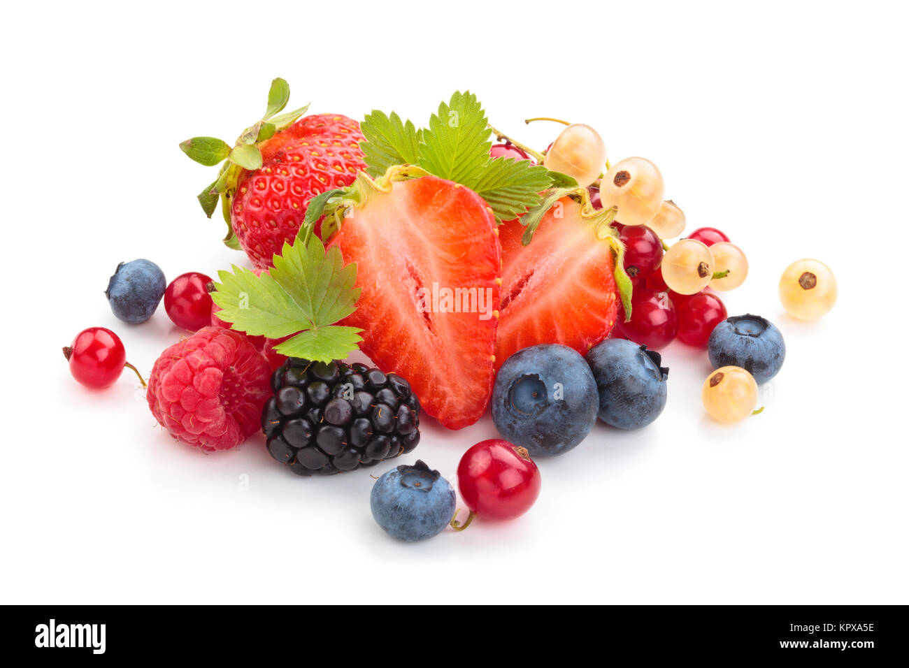 Fresh fruits with leaves Stock Photo - Alamy