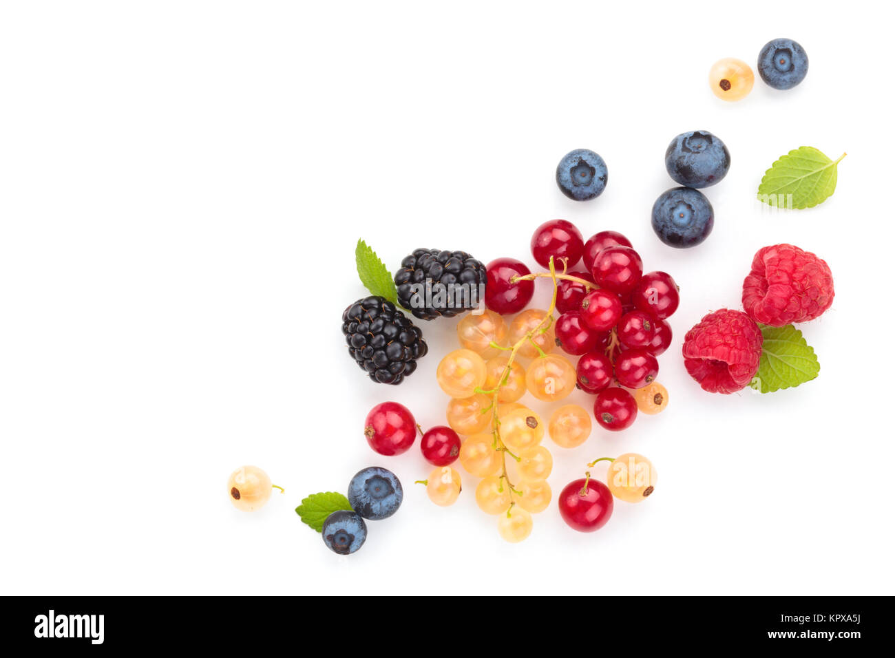 Fresh fruits with leaves Stock Photo - Alamy