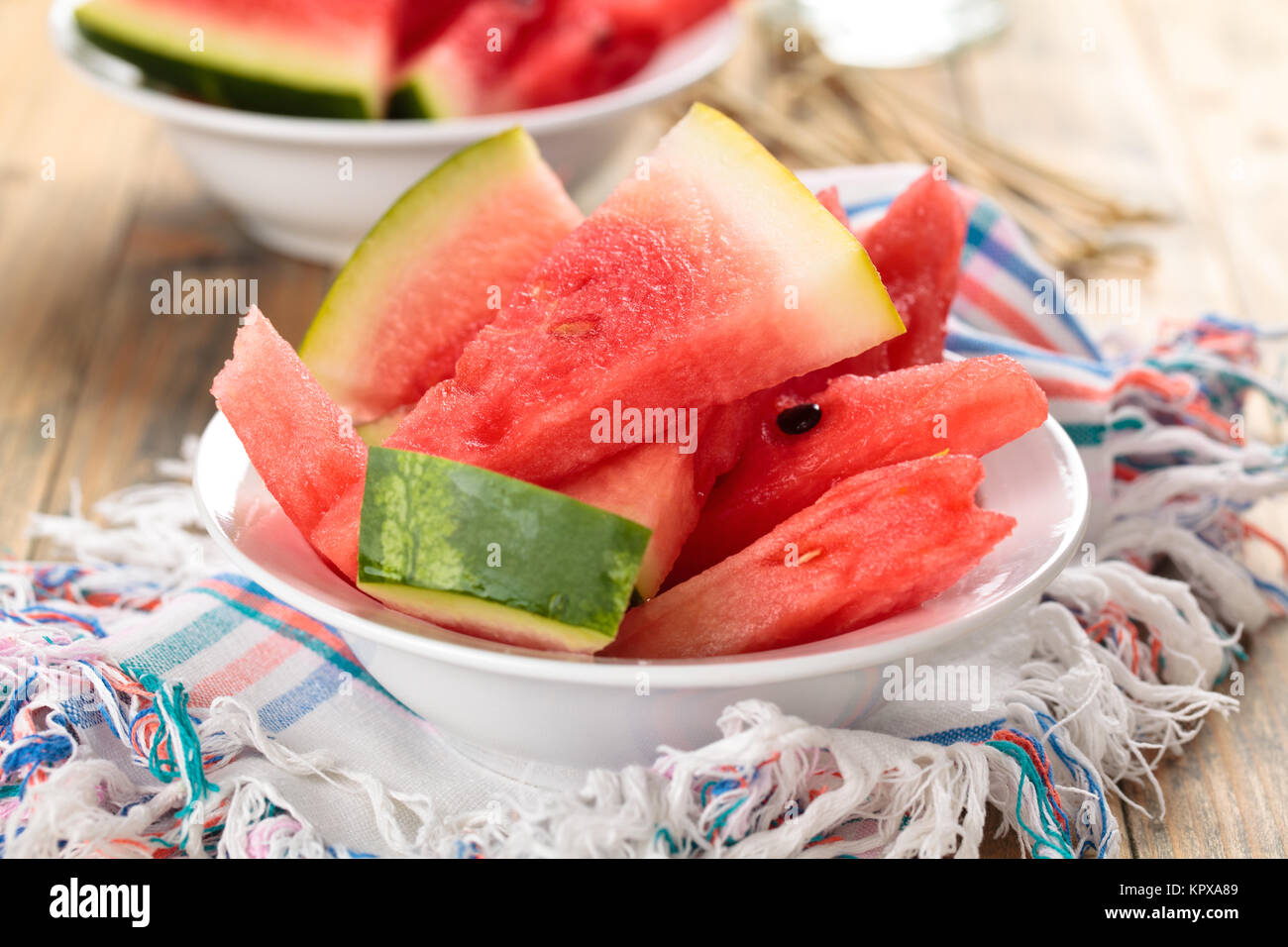 Sliced watermelon in plate Stock Photo - Alamy