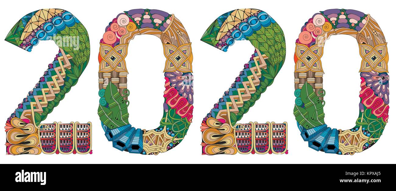 Number 2020 Zentangle. Vector decorative object Stock Vector Image ...