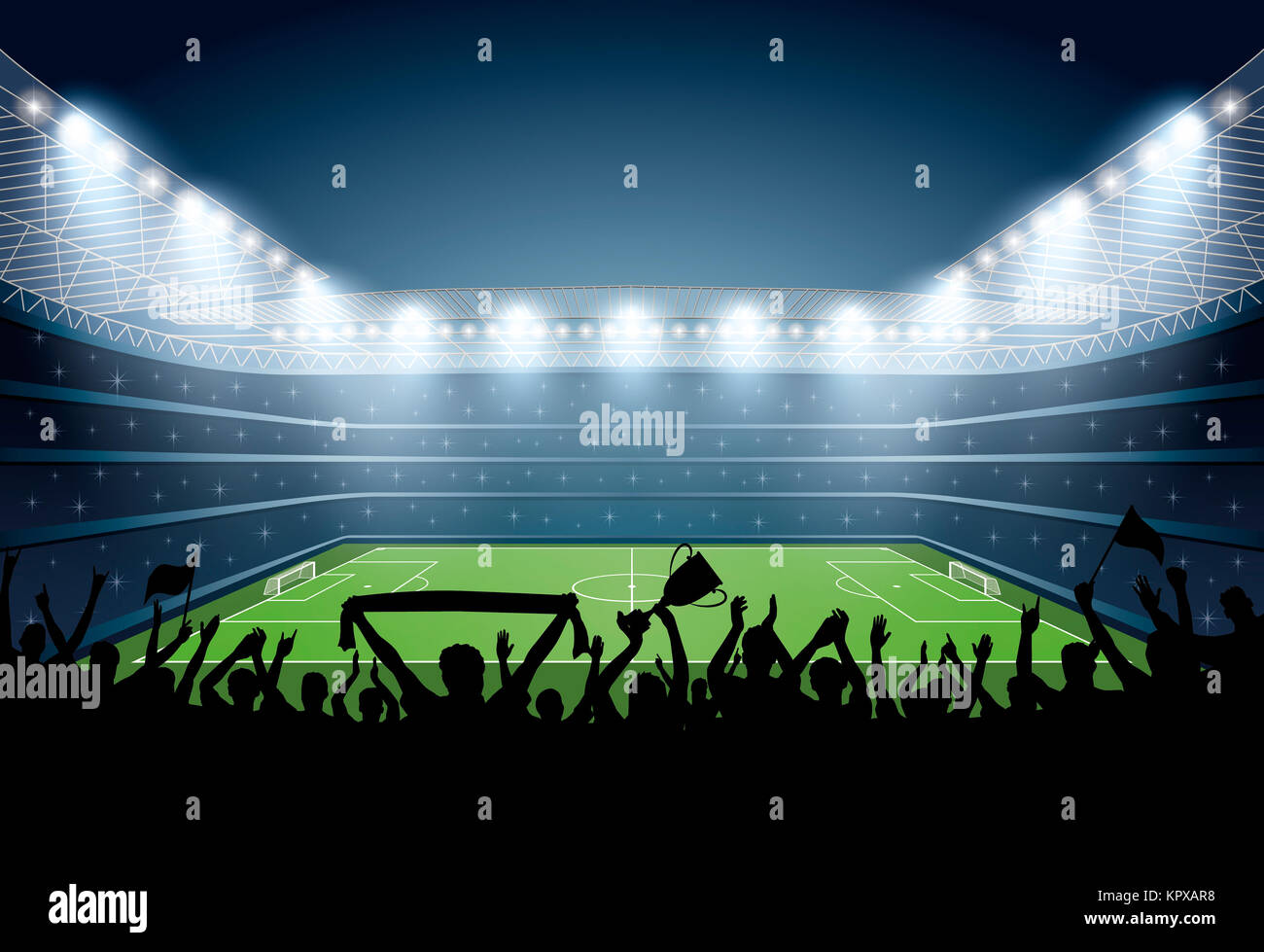 Excited crowd of people at a soccer stadium. Football stadium Stock ...