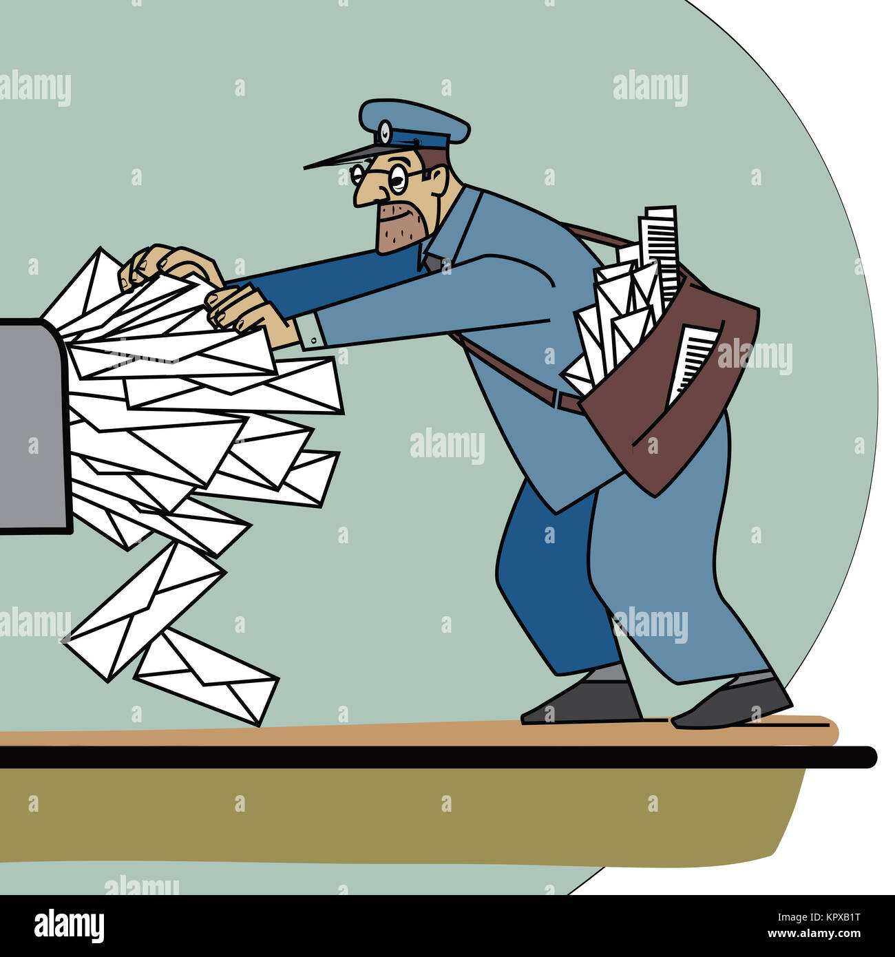 The postman a lot of paper mail and Inbox Stock Photo - Alamy