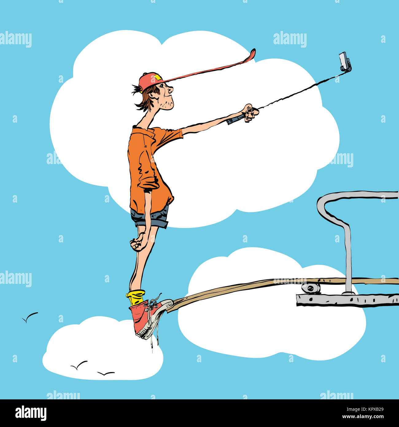 Funny selfie guy on the diving platform Stock Photo - Alamy