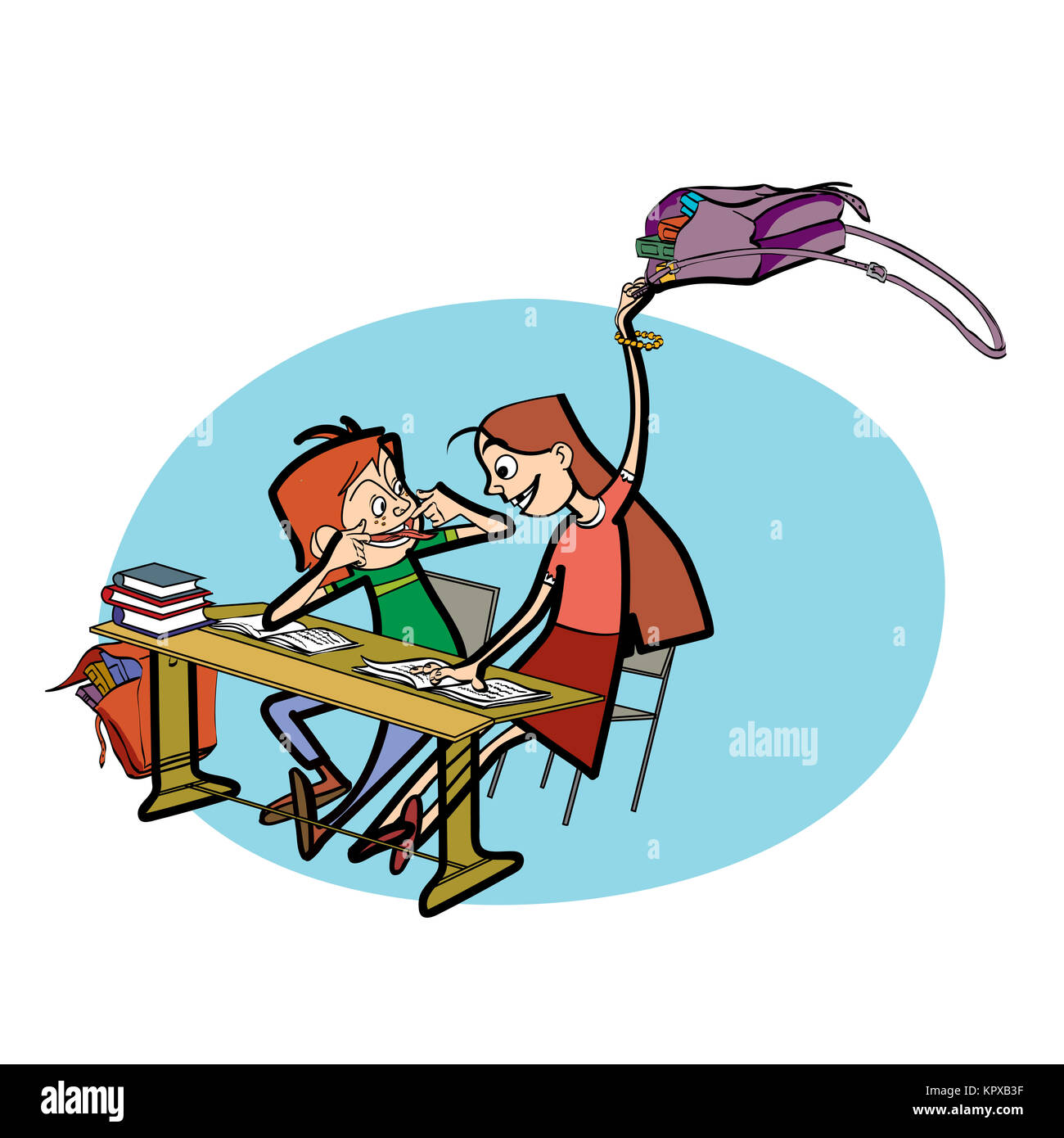 Boy and girl in school pranks Stock Photo - Alamy