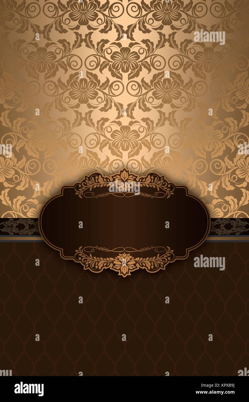 Decorative vintage background with old-fashioned patterns and frame ...