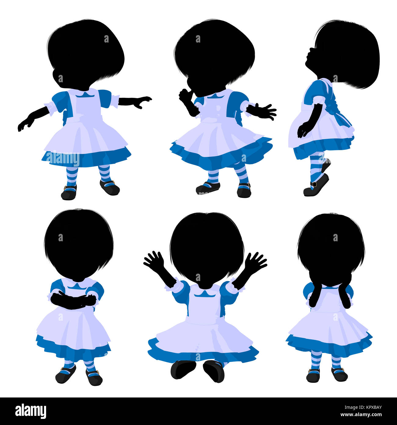 Little alice in wonderland illustration silhouette on a white ...