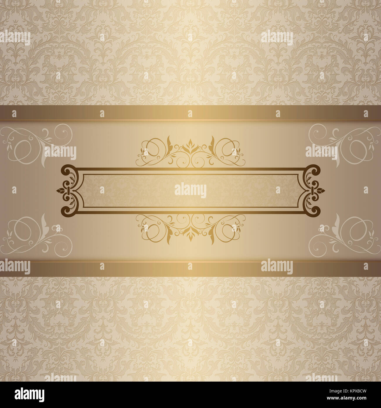 Decorative background with vintage frame and old-fashioned patterns ...