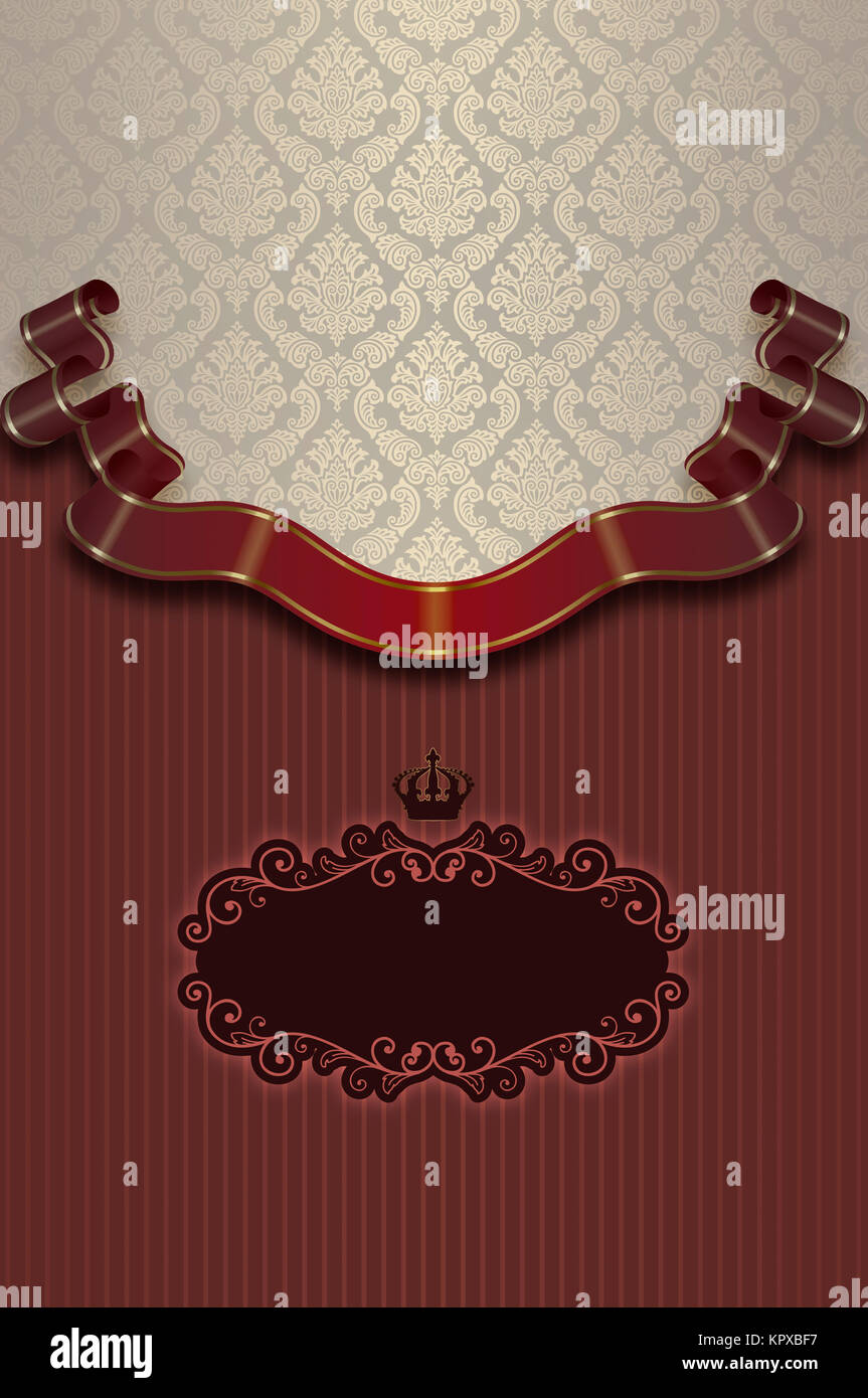 Vintage background with ribbon and frame Stock Photo - Alamy