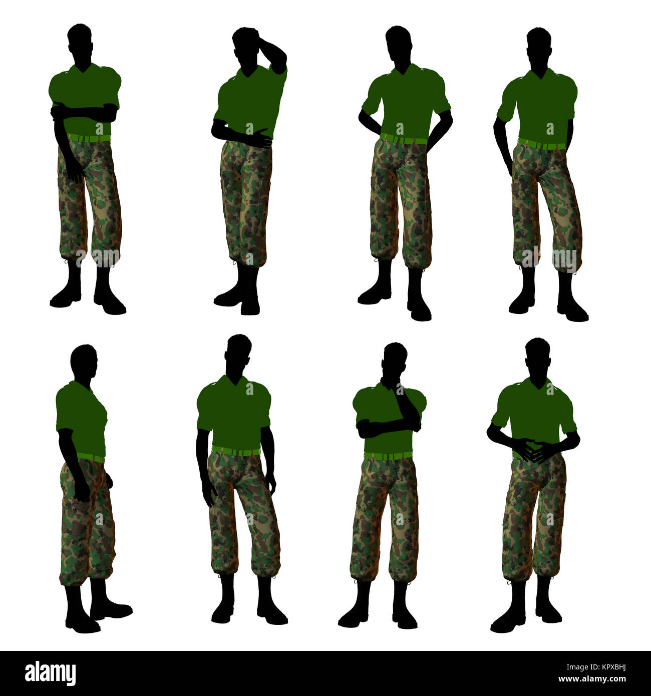 Male Soldier dressed in camouflage Illustration Silhouette Stock Photo ...
