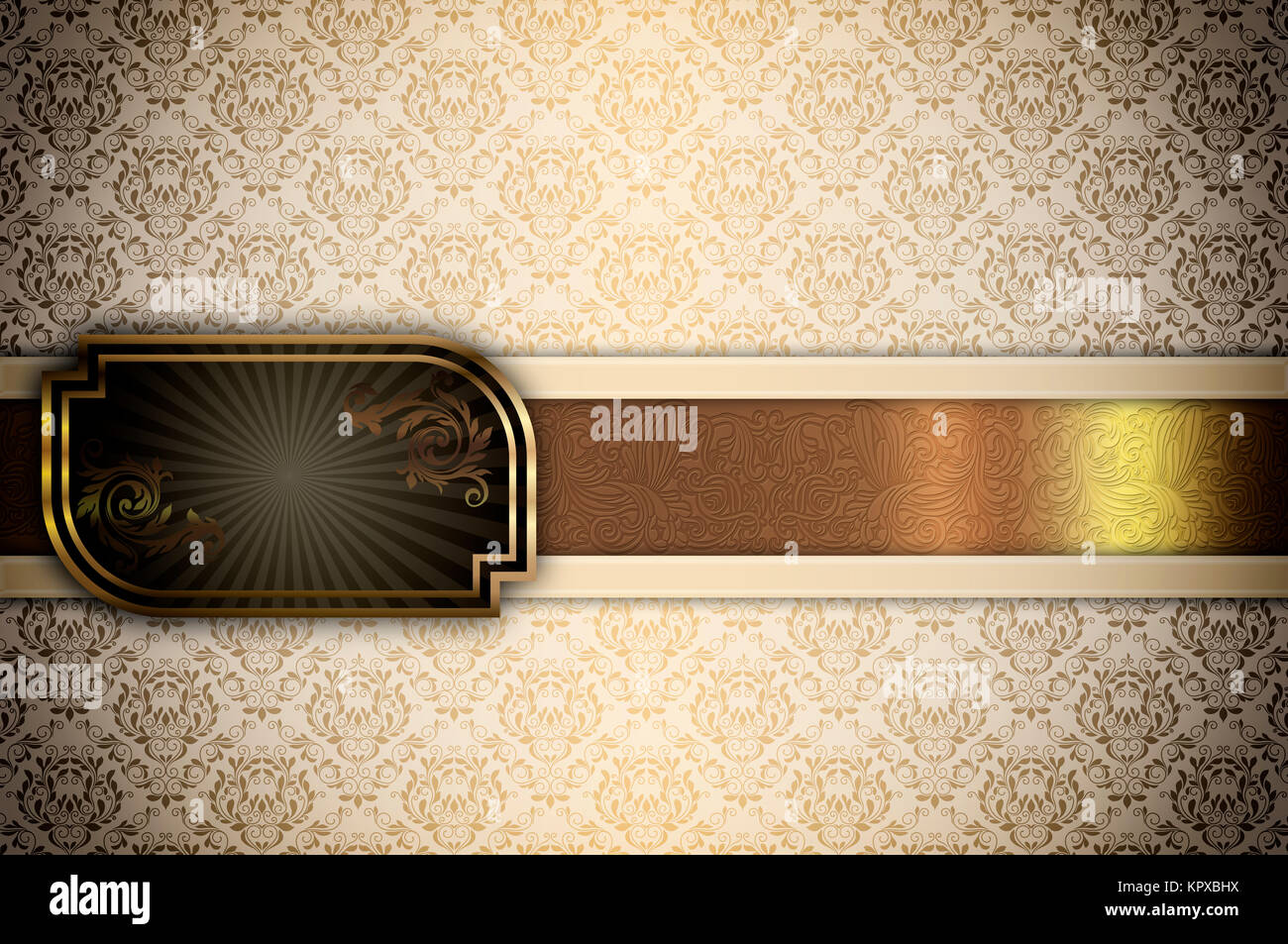 Vintage background with decorative frame and patterns Stock Photo - Alamy