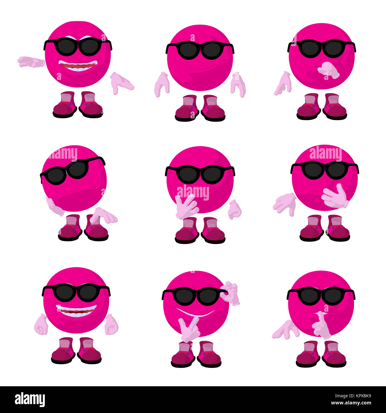 Cute pink emoticon art illustration on a white background Stock Photo ...