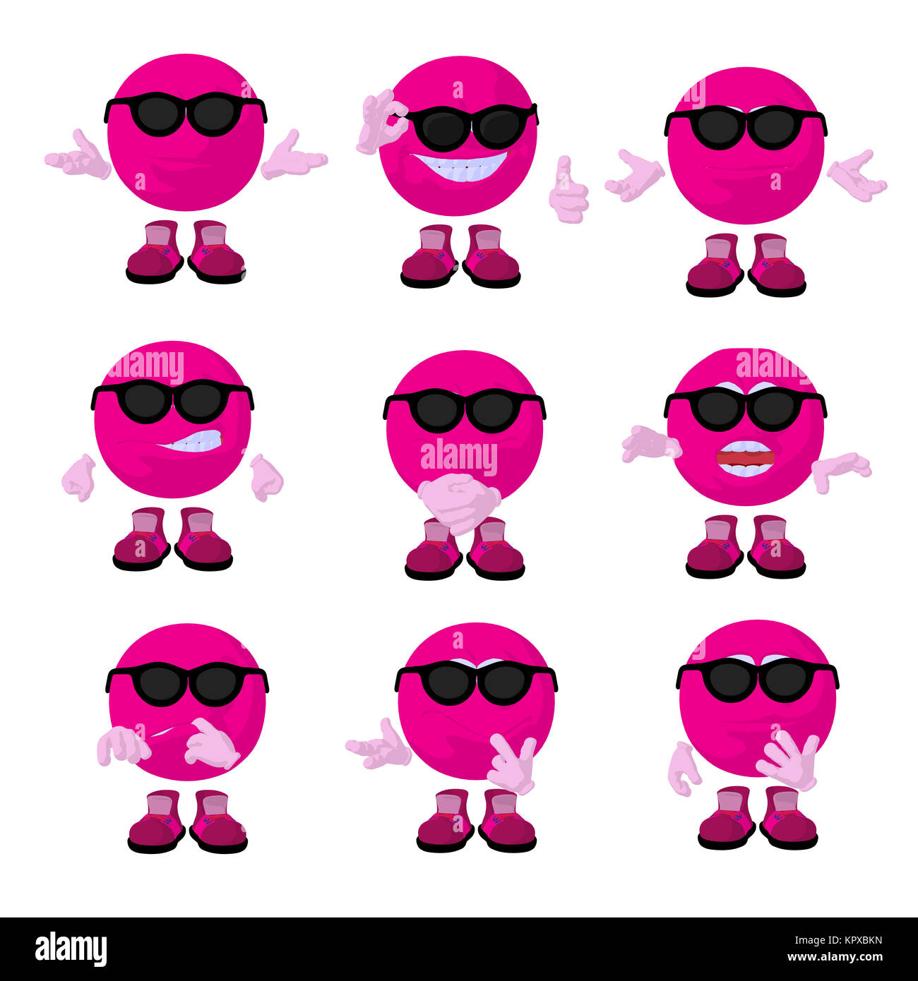 Cute pink emoticon art illustration on a white background Stock Photo ...