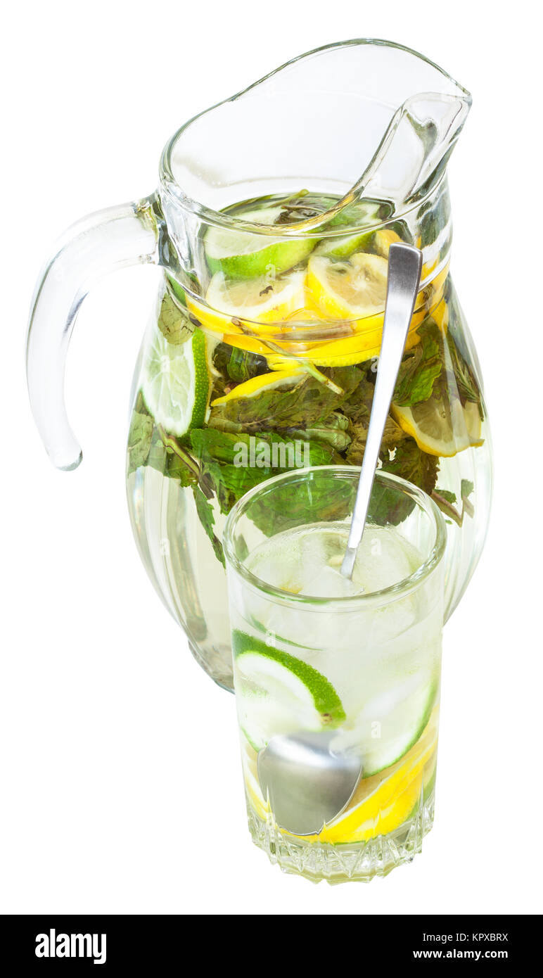 glass pitcher and tumbler with natural lemonade Stock Photo - Alamy