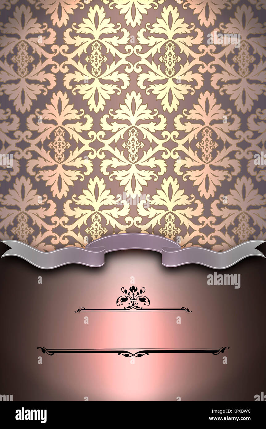 Vintage background with ribbon and old-fashioned patterns Stock Photo ...