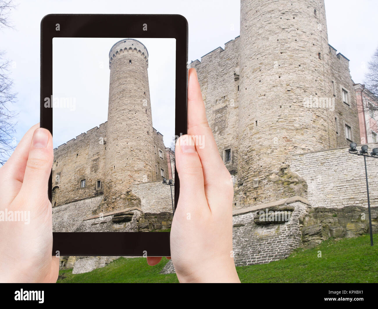 tourist photographs Toompea Castle in Tallinn city Stock Photo - Alamy