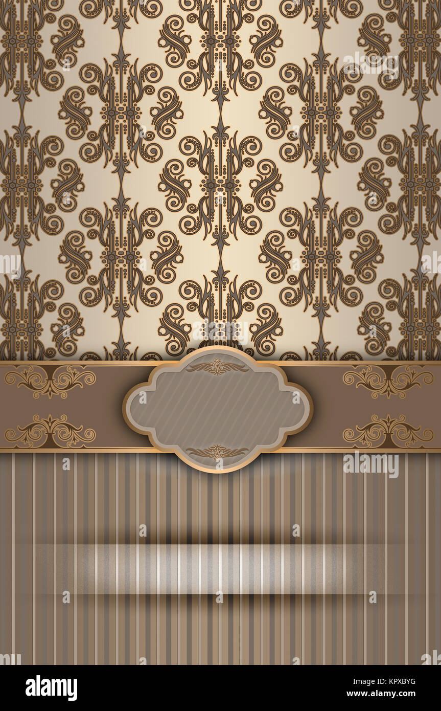 Decorative background with frame and old-fashioned patterns Stock Photo ...